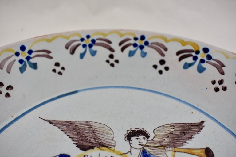 18th Century Nevers French Revolution Tin-Glazed Faïence Dish, Angel ...