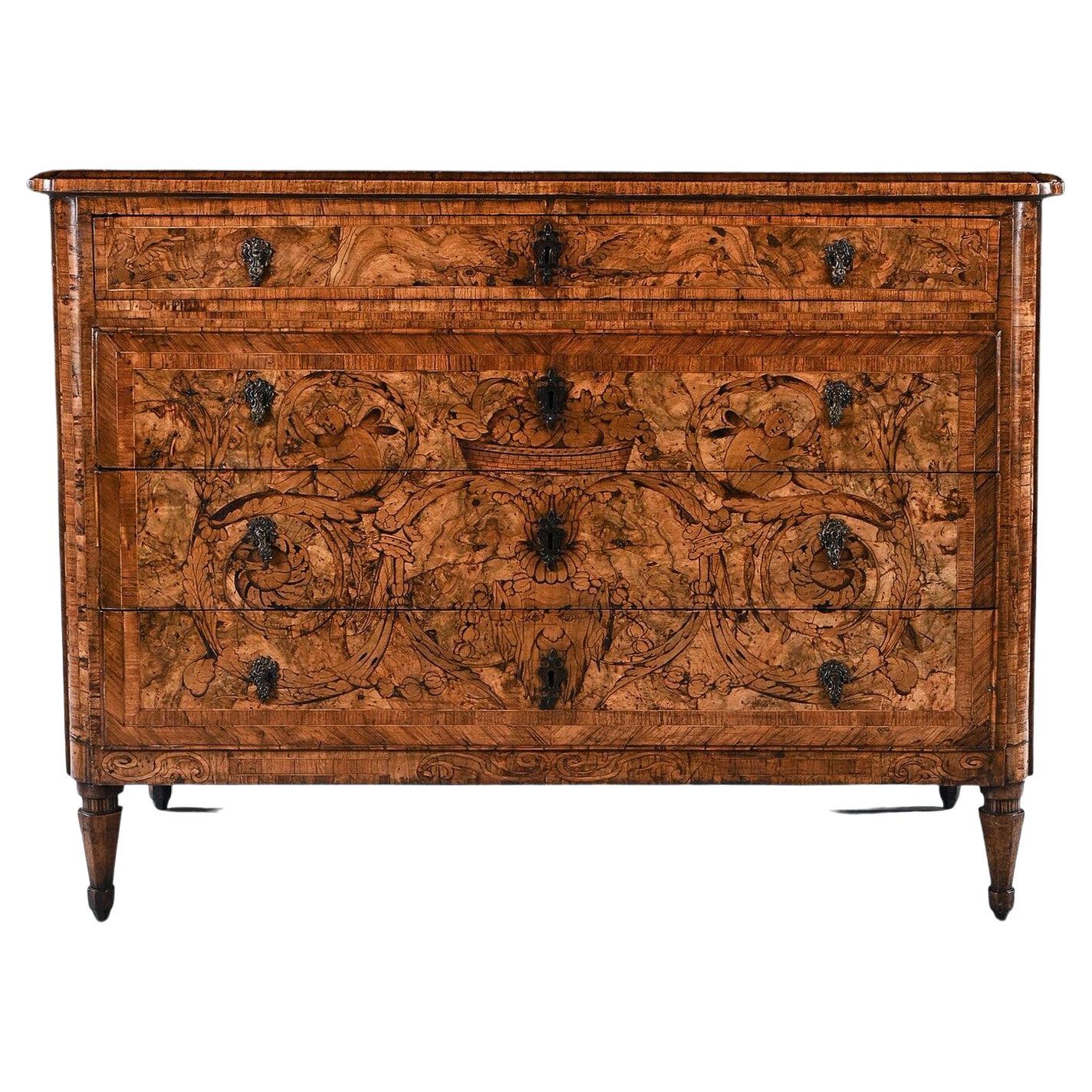 18th Century Italian Marquetry Commode For Sale at 1stDibs