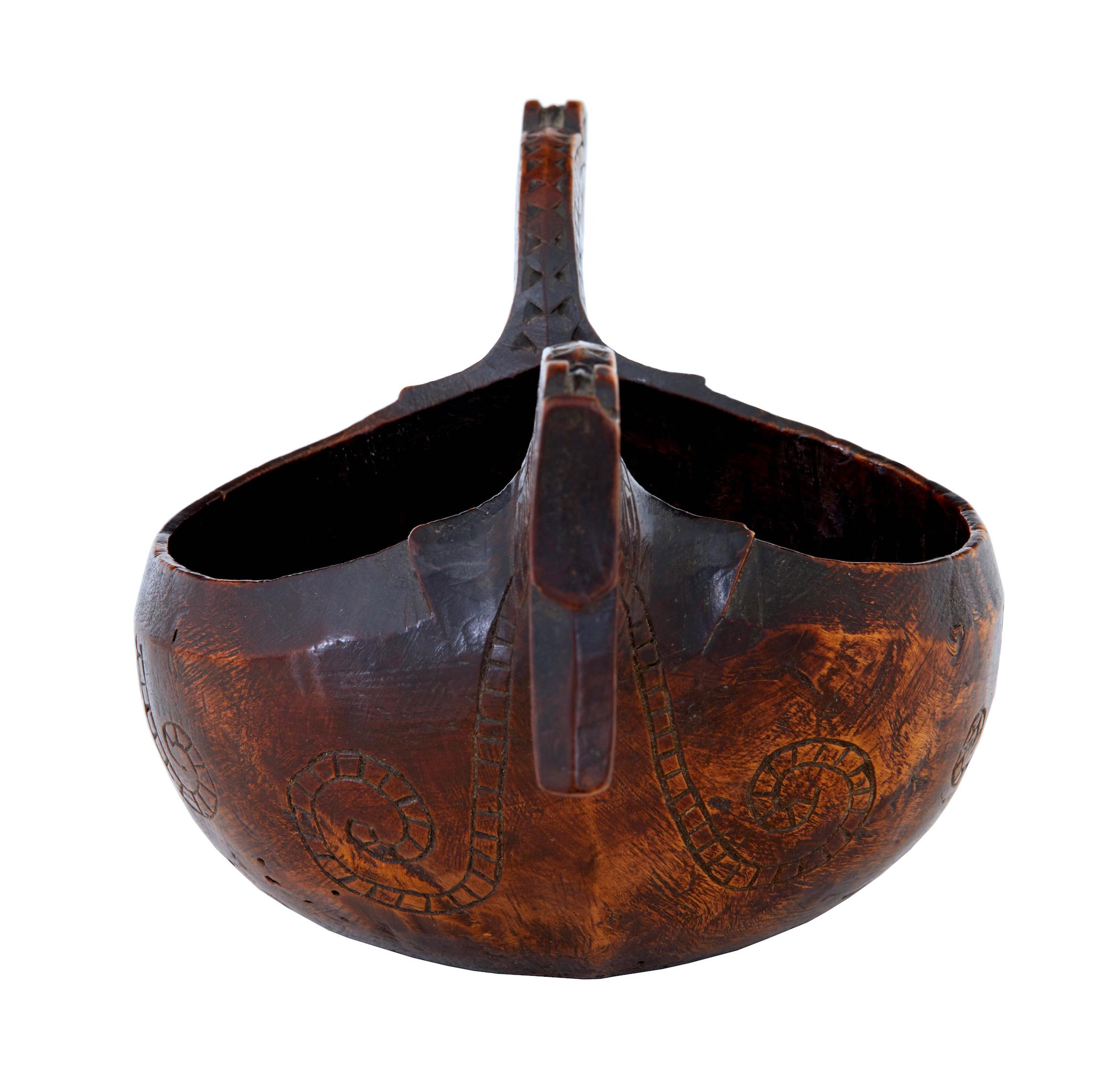 18th Century Norwegian Carved Kasa Ale Cup For Sale at 1stDibs