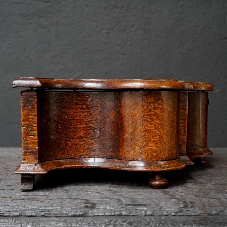 18th Century Dutch Oak Cartouche Shaped Box with Key For Sale at 1stDibs