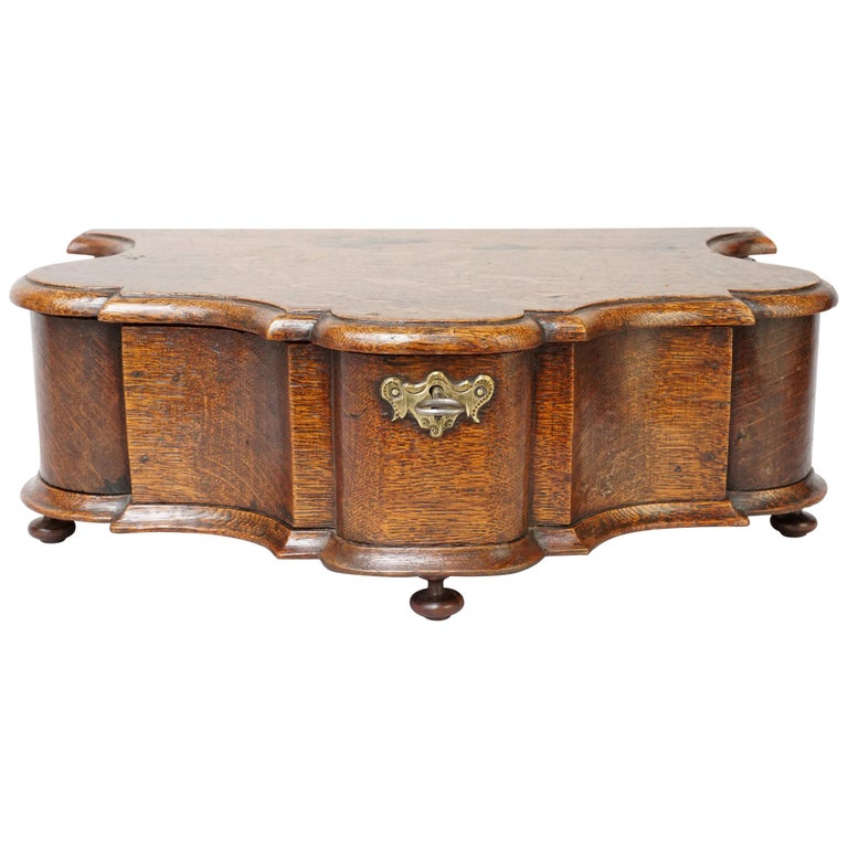 18th Century Dutch Oak Cartouche Shaped Box with Key For Sale at 1stDibs