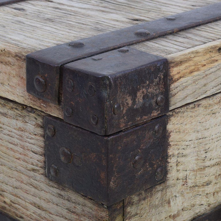 18th Century Oak French Silver Chest Strongbox For Sale at 1stDibs
