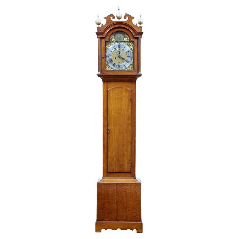 18th century oak longcase clock by James Draycot wells For Sale at 1stDibs