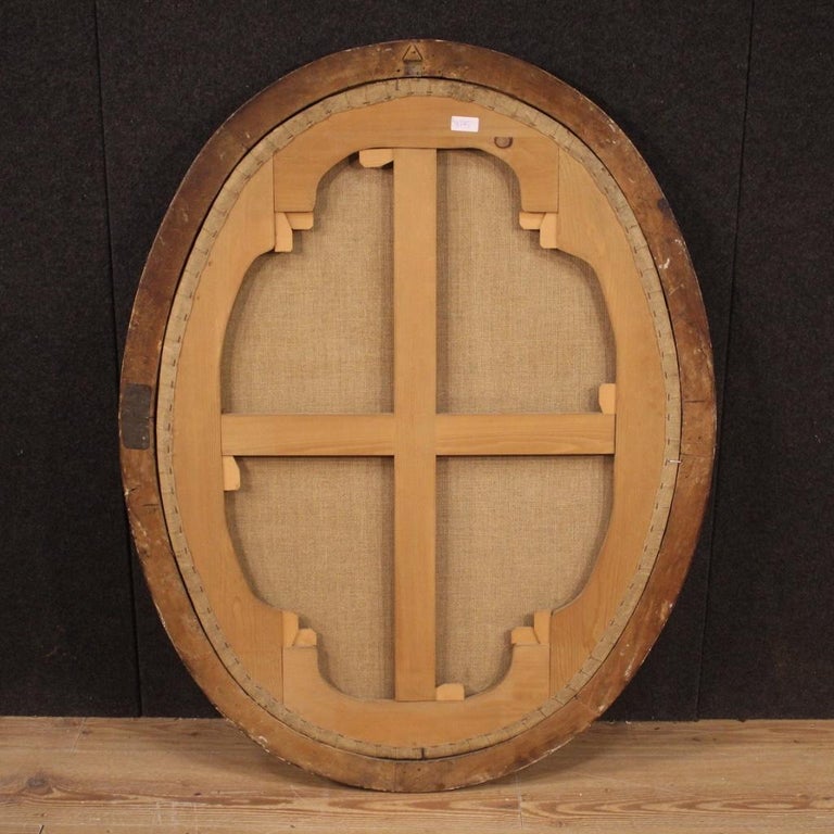 18th Century Oil on Canvas Antique Italian Oval Painting Landscape with ...