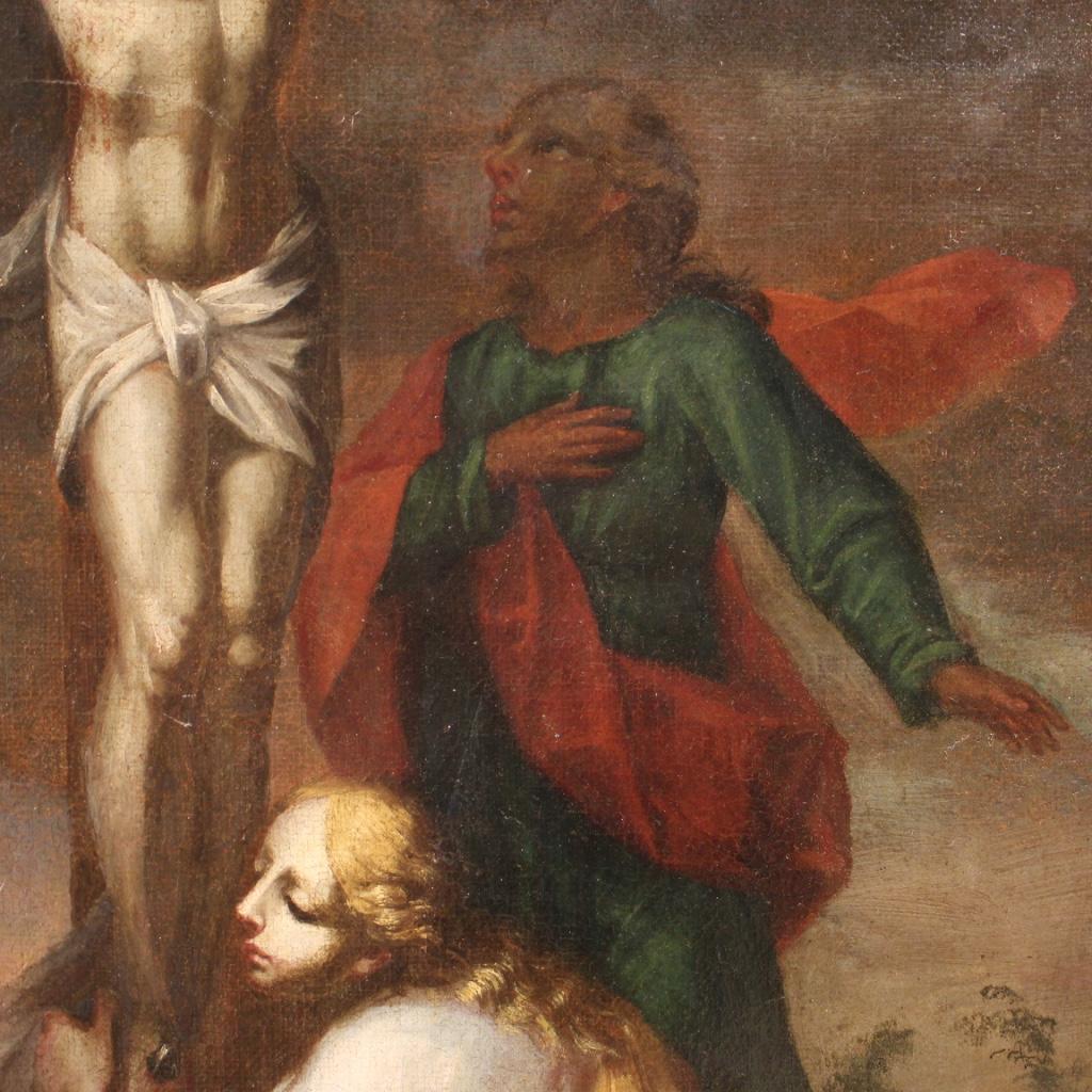 18th Century Oil On Canvas Antique Italian Religious Painting Crucifixion, 1740 For Sale at 1stDibs