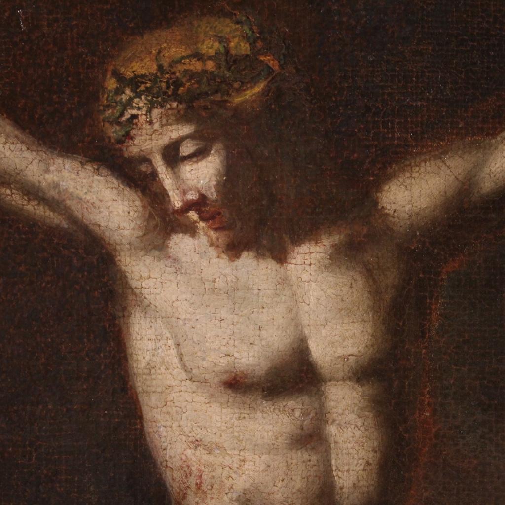 18th Century Oil On Canvas Antique Italian Religious Painting Crucifixion, 1740 For Sale at 1stDibs