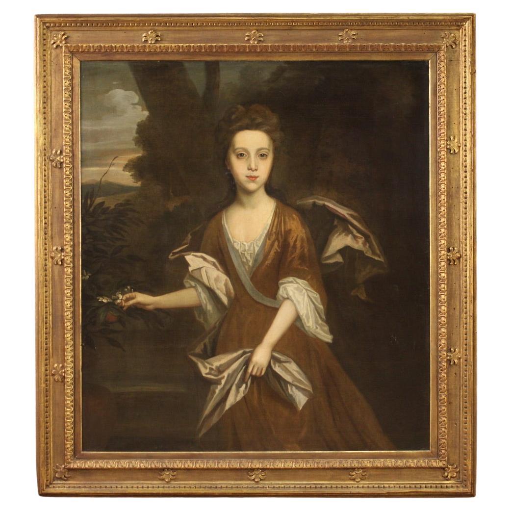 18th Century Painting Portraying Young Girl Louis XV France Oil on ...