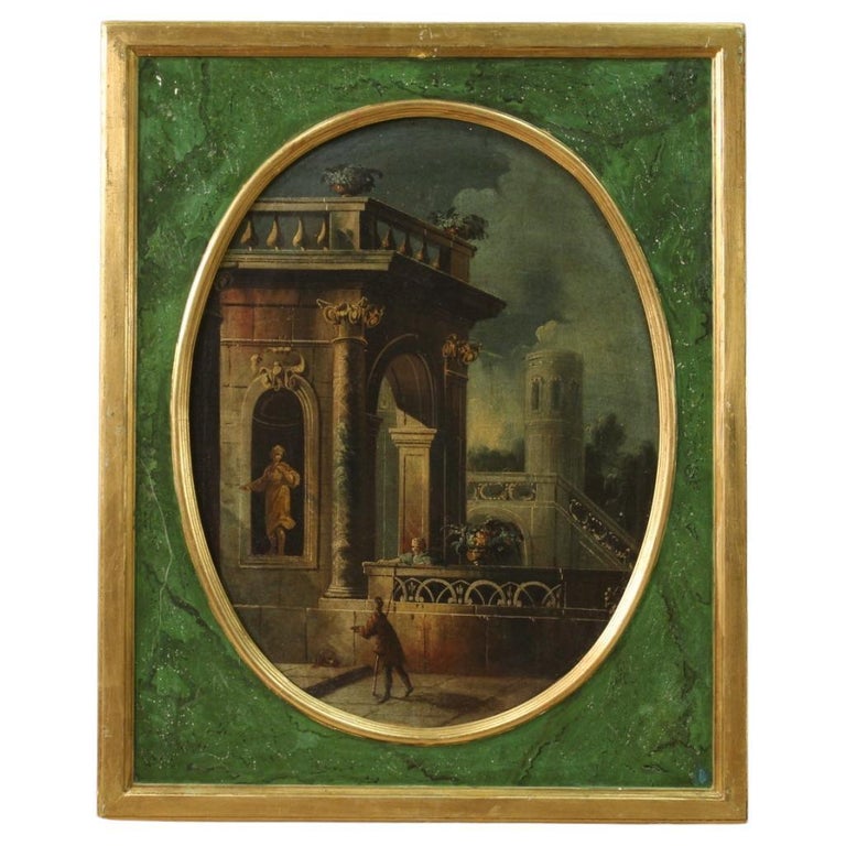 18th Century Oil on Canvas Italian Antique Architectural Caprice ...