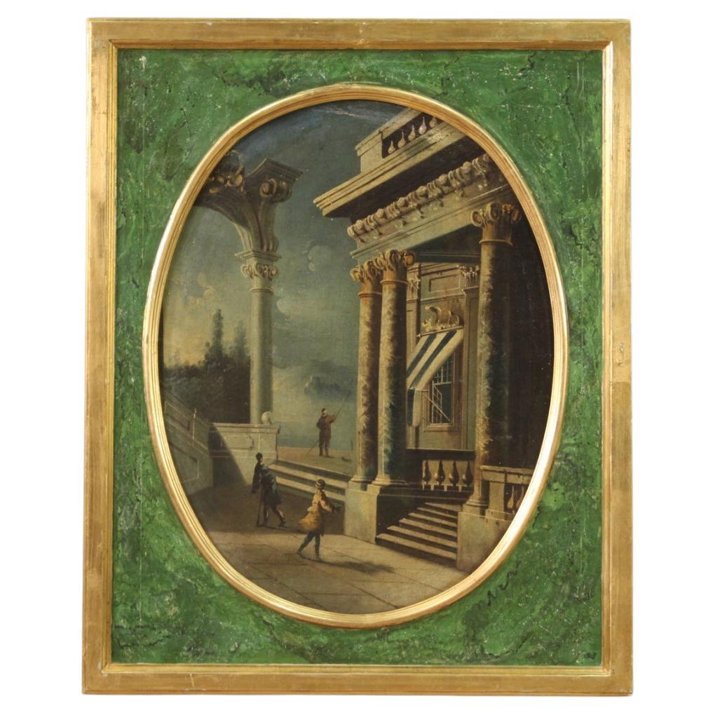 18th Century Oil on Canvas Italian Antique Architectural Caprice ...