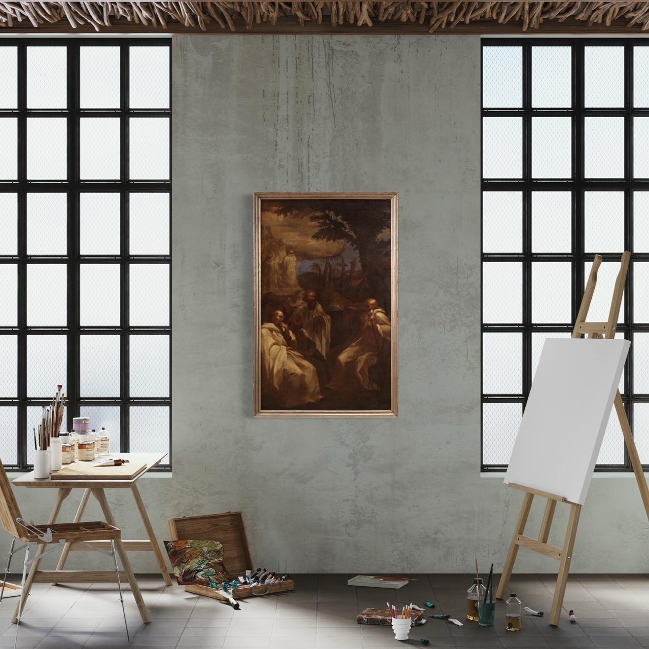 18th Century Oil on Canvas Italian Antique Painting the Vision of Saint ...