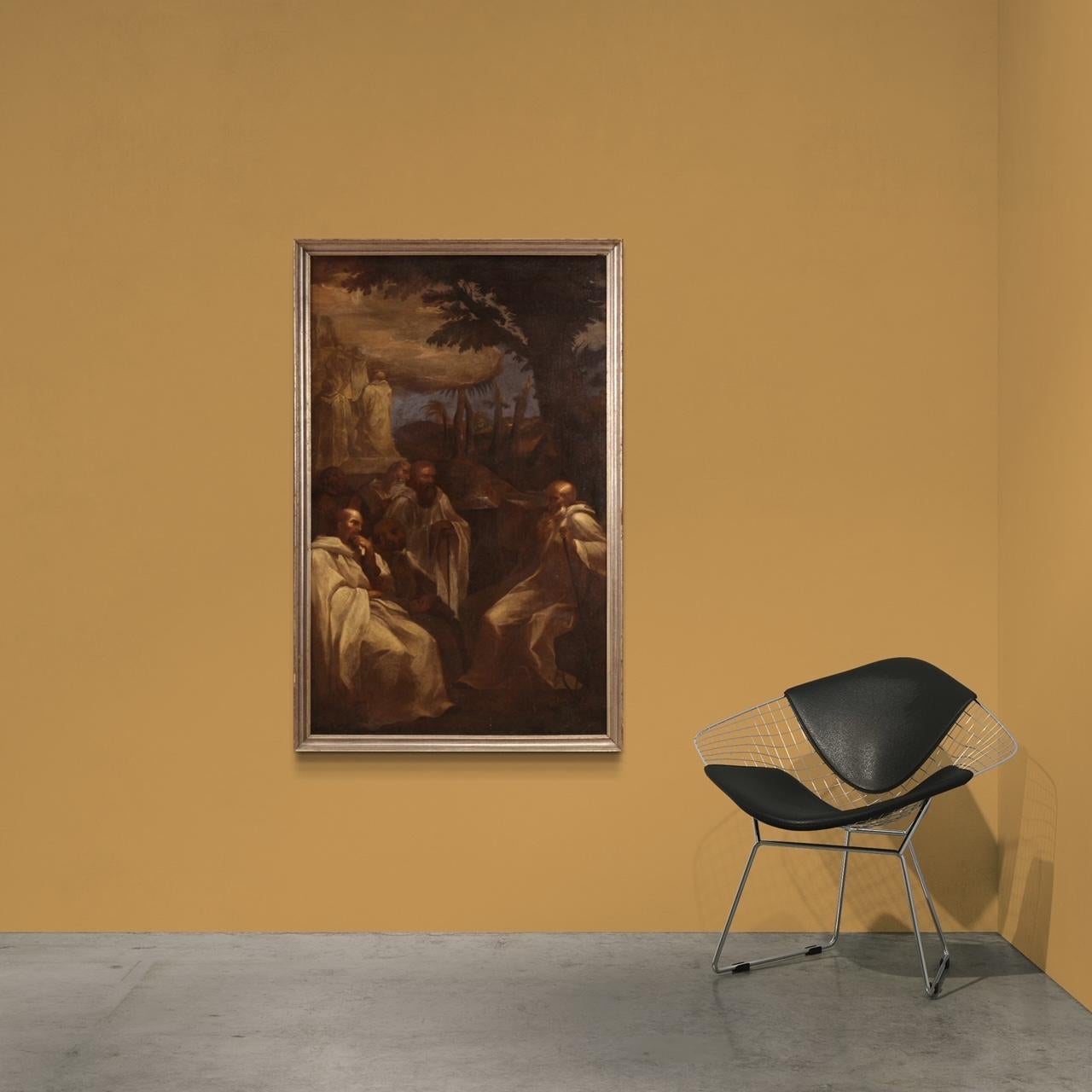 18th Century Oil on Canvas Italian Antique Painting the Vision of Saint ...