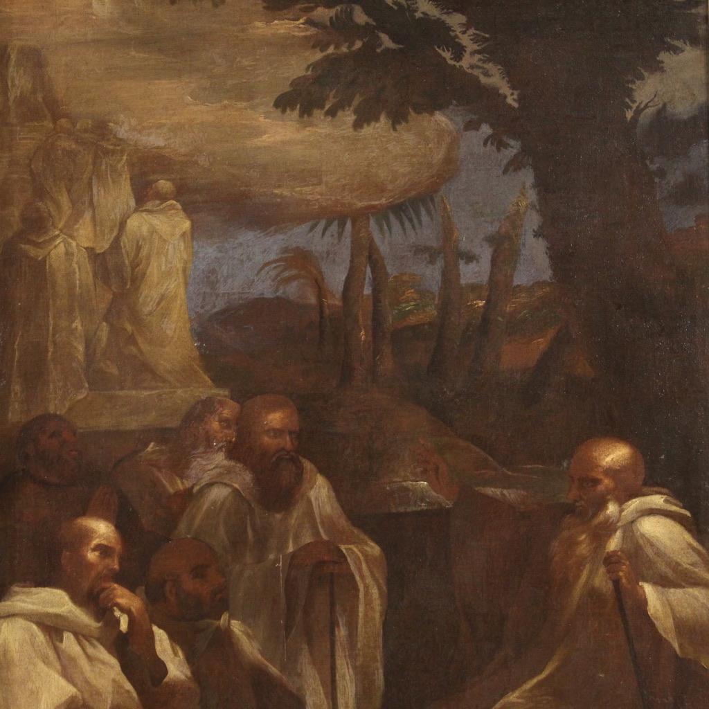 18th Century Oil on Canvas Italian Antique Painting the Vision of Saint ...