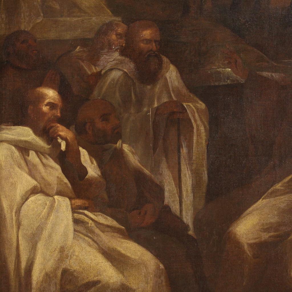 18th Century Oil on Canvas Italian Antique Painting the Vision of Saint ...