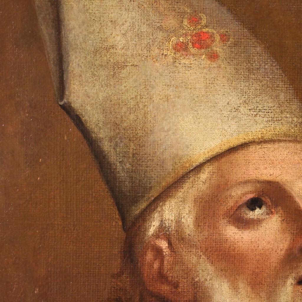 18th Century Oil Canvas Italian Antique Religious Painting Bishop ...