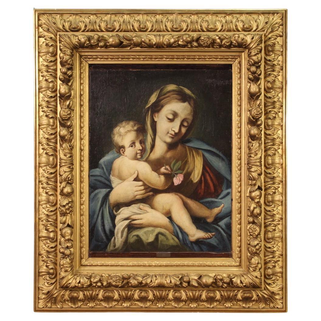 18th Century Oil on Canvas Italian Antique Religious Painting Madonna ...