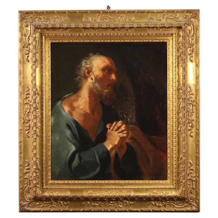 18th Century Oil on Canvas Italian Antique Religious Painting Saint ...