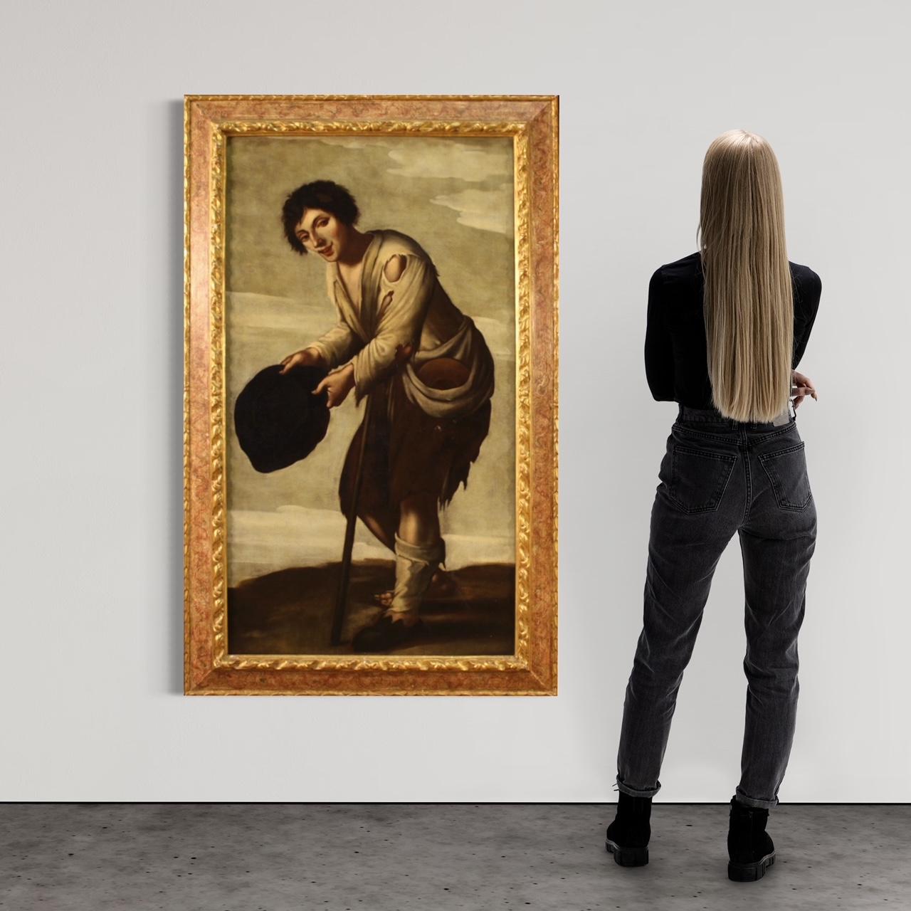 18th Century Oil on Canvas Italian Beggar Antique Painting, 1780 at 1stDibs