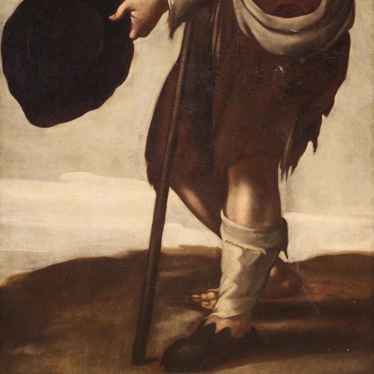 18th Century Oil on Canvas Italian Beggar Antique Painting, 1780 For ...