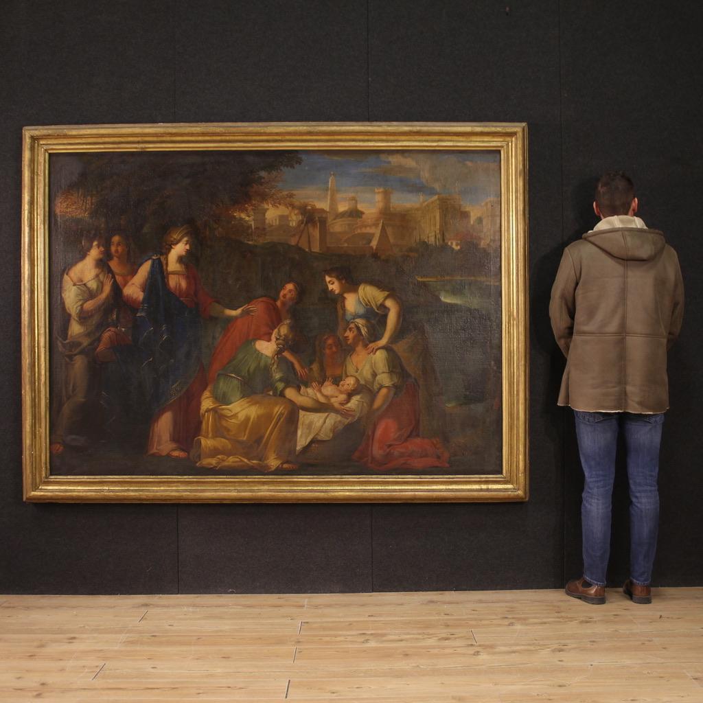 18th Century Oil on Canvas Italian Biblical Painting Moses saved from ...