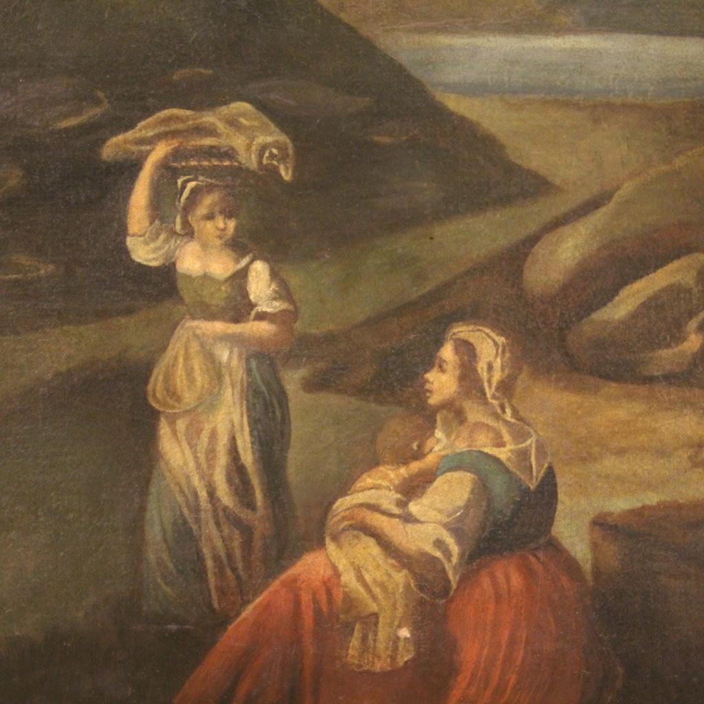 18th Century Oil on Canvas Italian Painting Bucolic Landscape with ...