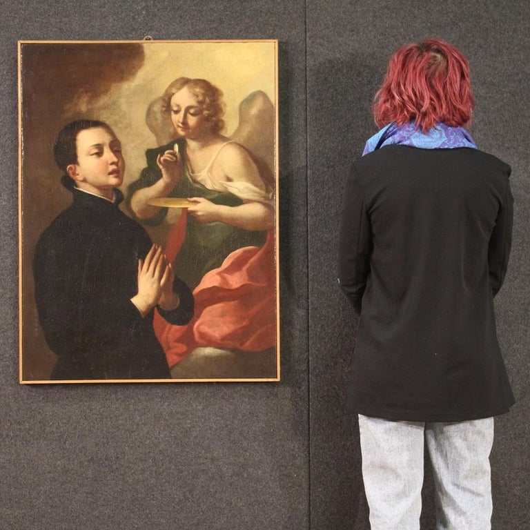 18th Century Oil on Canvas Italian Painting Communion of Saint ...