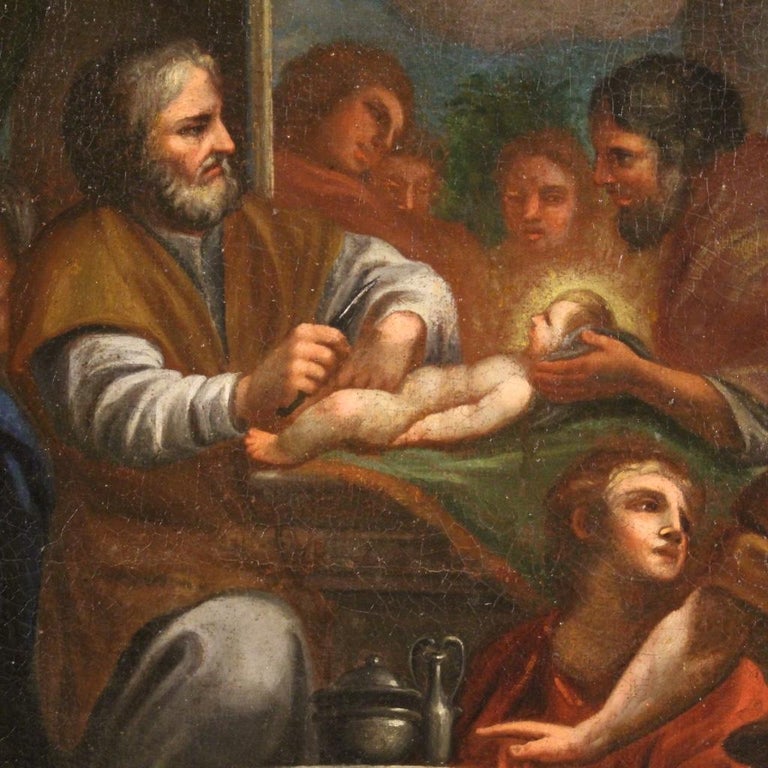 18th Century Oil on Canvas Italian Painting Presentation of Jesus in ...