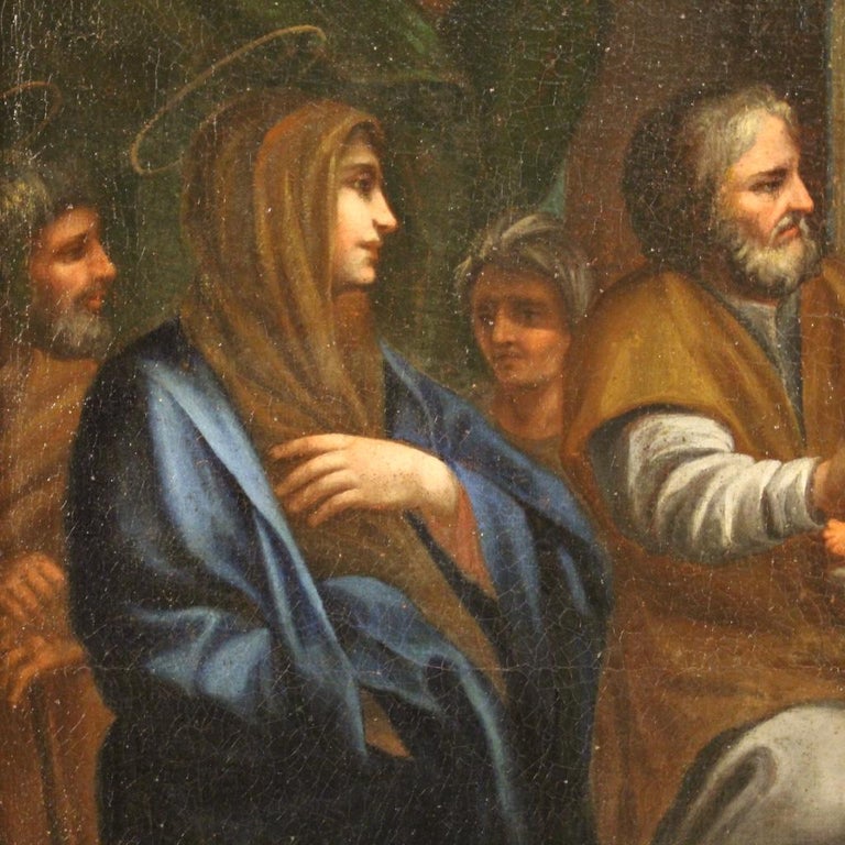 18th Century Oil on Canvas Italian Painting Presentation of Jesus in ...