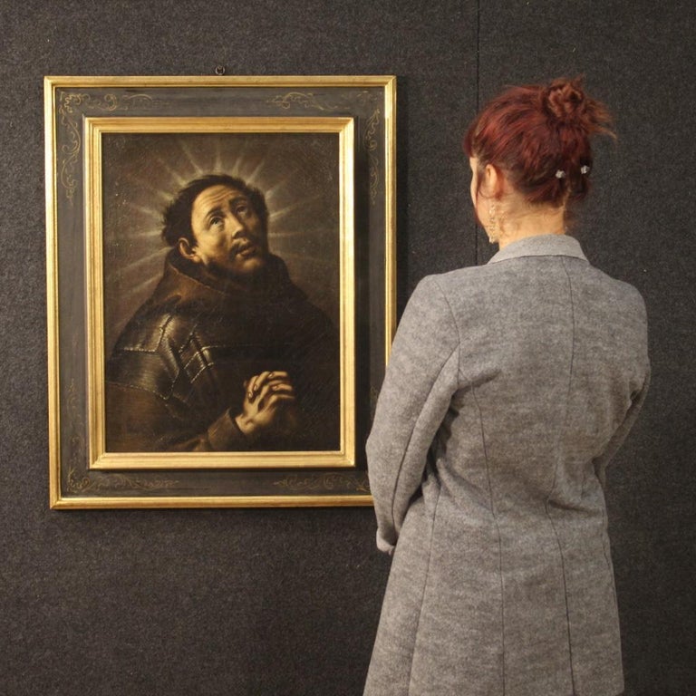 18th Century Oil on Canvas Italian Religious Painting Ecstasy of Saint ...