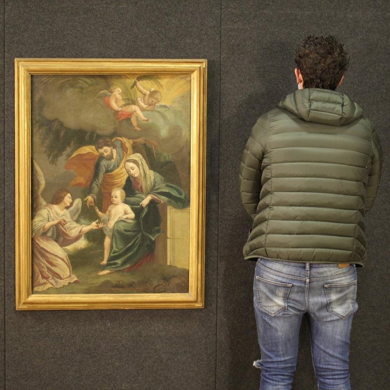 18th Century Oil on Canvas Italian Religious Painting Holy Family, 1750 ...