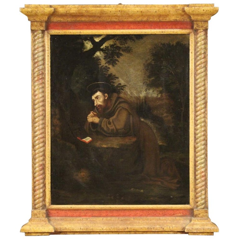 18th Century Oil on Canvas Italian Religious Painting Saint Francis ...