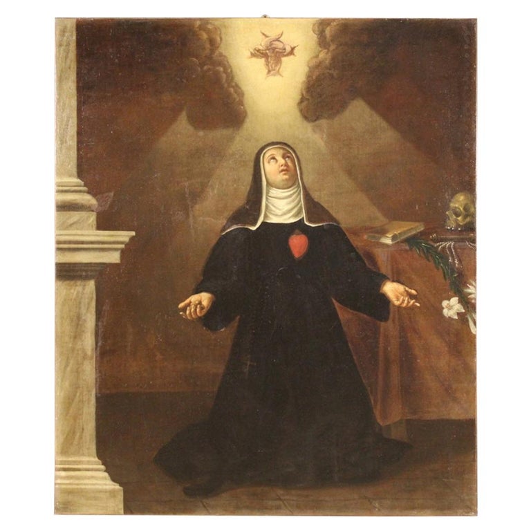 18th Century Oil on Canvas Italian Religious Painting Saint in Ecstasy ...