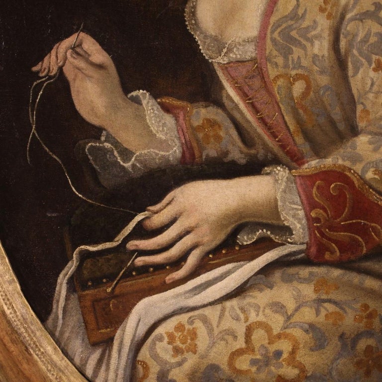 18th Century Oil on Canvas Oval Italian Antique Painting Lady Portrait ...