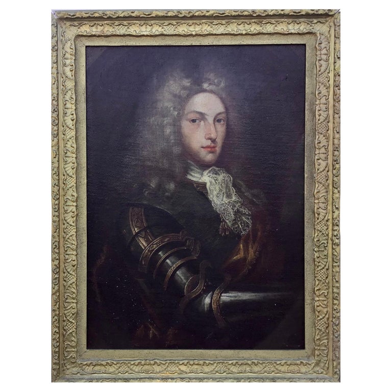 18th Century Oil on Canvas Portrait of Man in Armor at 1stDibs