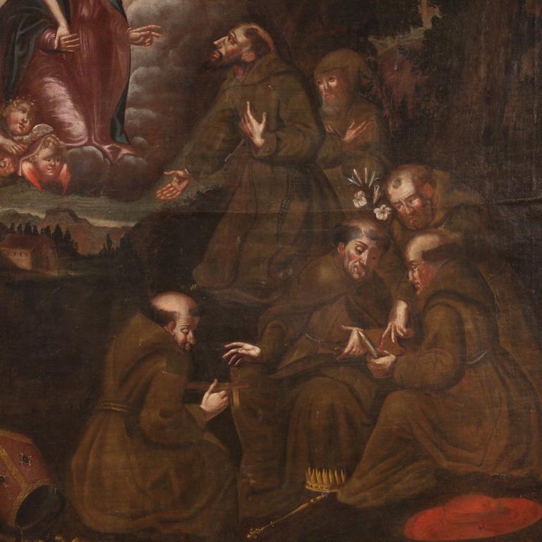 18th Century Oil on Canvas Spanish Religious Painting Adoration of ...