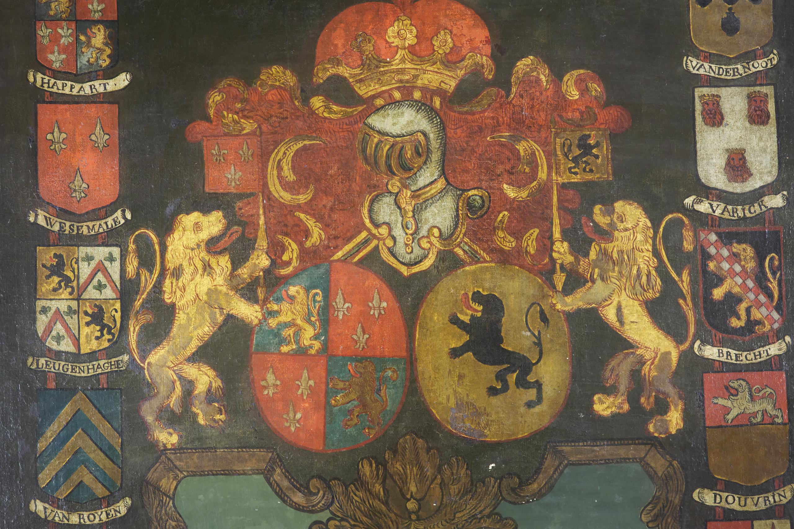 18th Century Oil Painting Flemish Heraldic Crest For Sale at 1stDibs