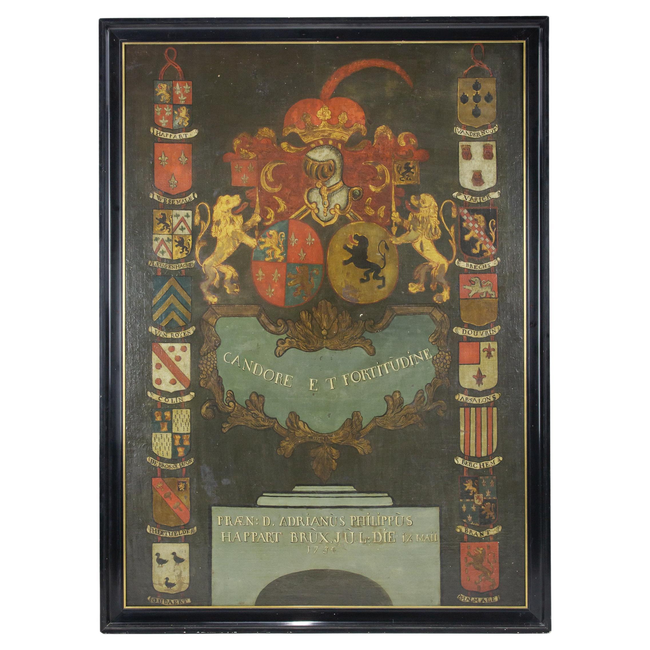 18th Century Oil Painting Flemish Heraldic Crest For Sale at 1stDibs