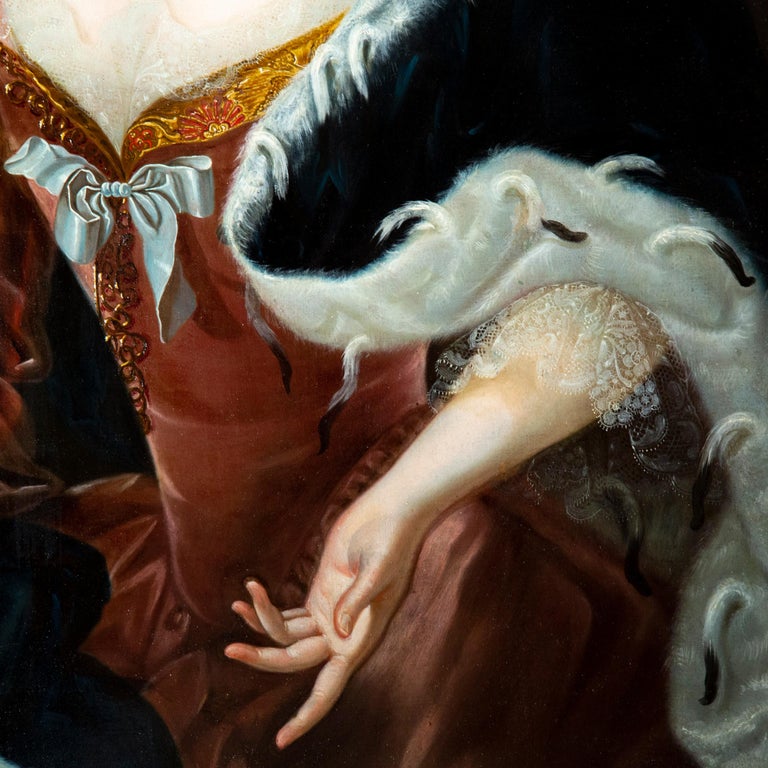 18th Century Oil Portrait of a Noble Lady in Red at 1stDibs