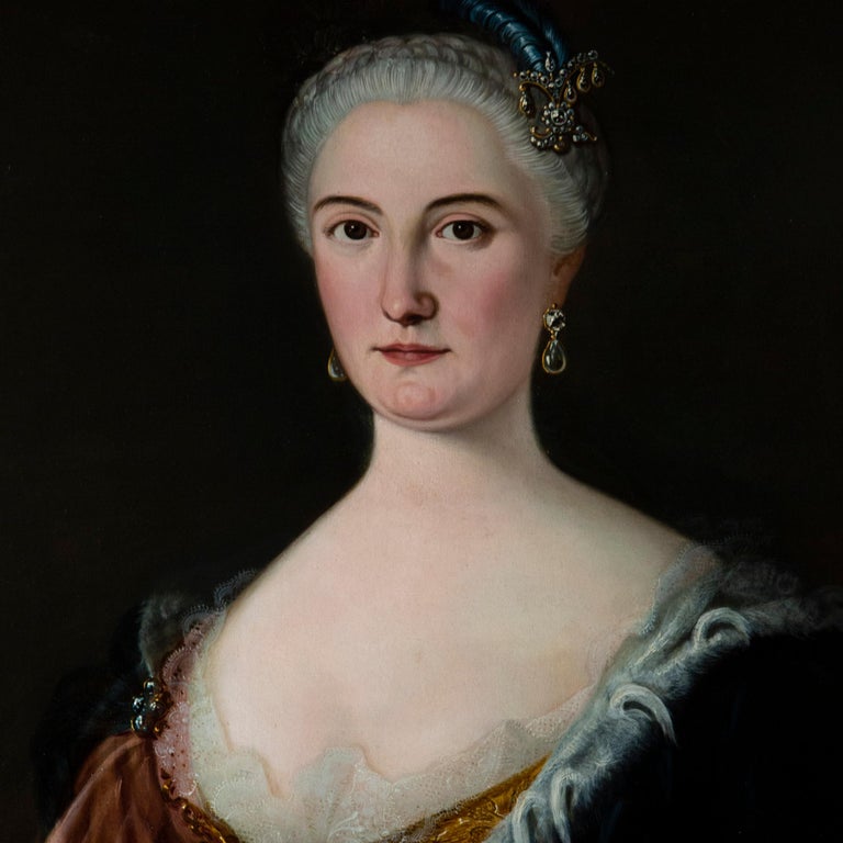 18th Century Oil Portrait of a Noble Lady in Red at 1stDibs