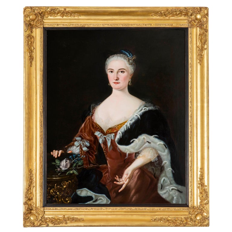 18th Century Oil Portrait of a Noble Lady in Red at 1stDibs