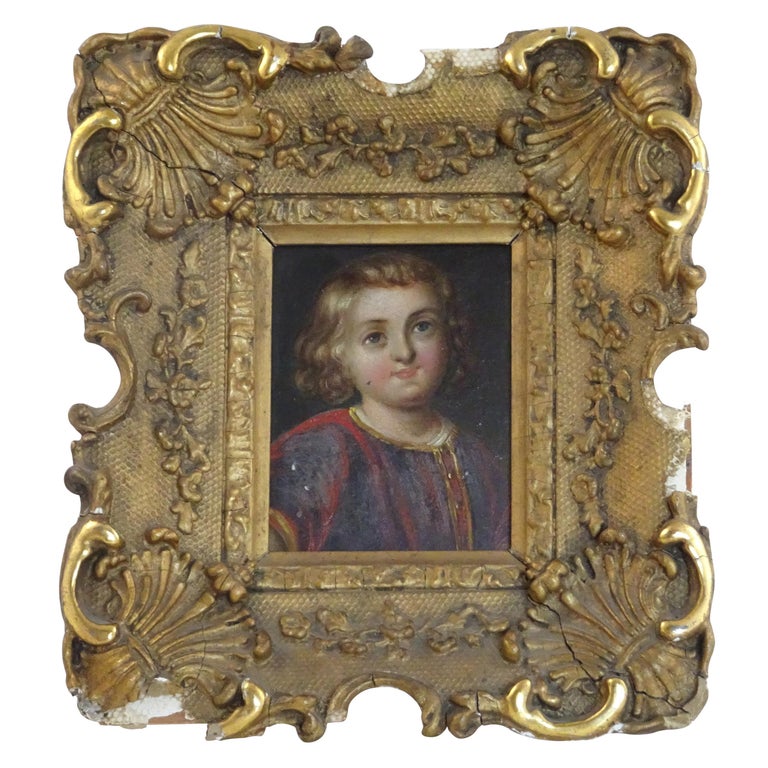 18th Century Ornate Gold Picture Frame with Portrait of Young Boy For ...