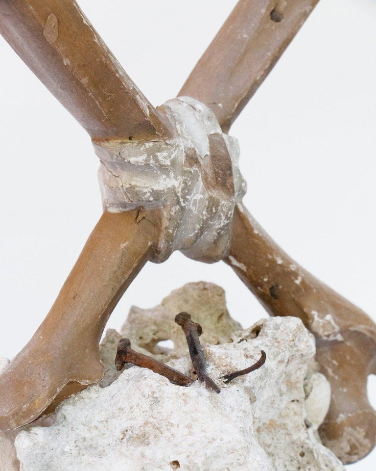 18th Century Painted Church Bone Decoration on Fossil Coral with ...