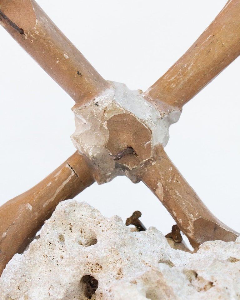 18th Century Painted Church Bone Decoration on Fossil Coral with ...