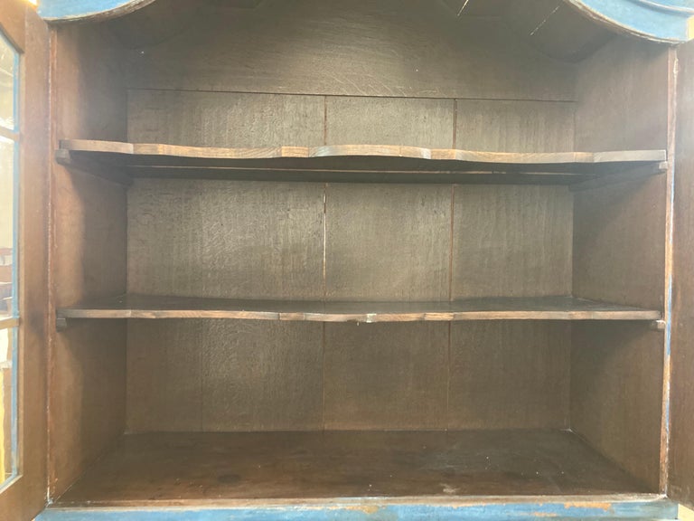 18th Century Painted Oak Dutch Deux Corps Cupboard For Sale at 1stDibs