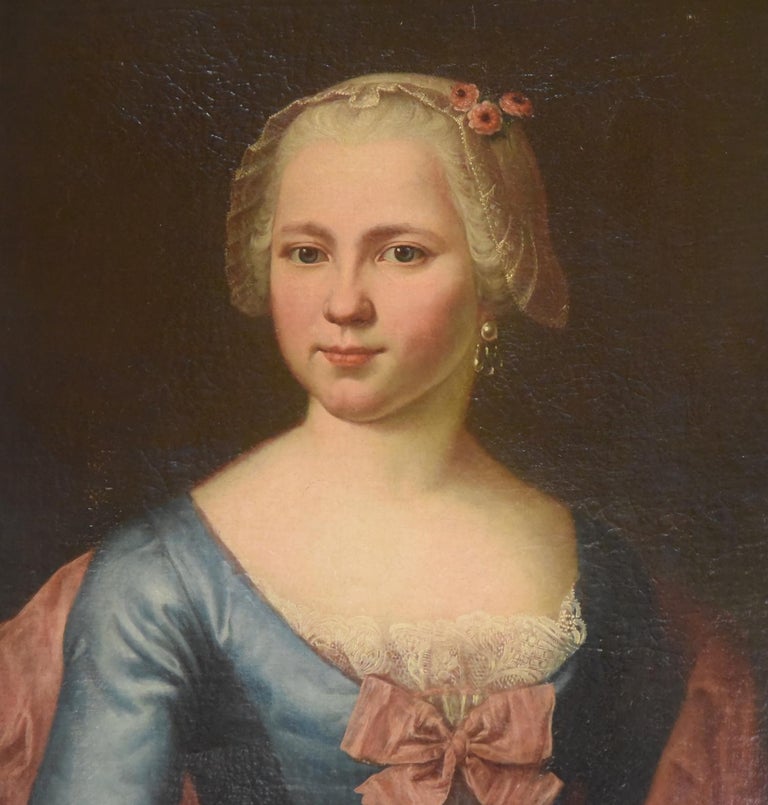 18th Century Painting Portraying Young Girl Louis XV France Oil on ...