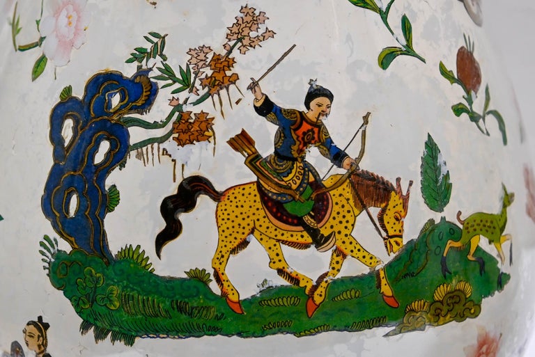 18th Century Pair Decalcomania Glass Vases Piemonte Italy Arte Povera ...