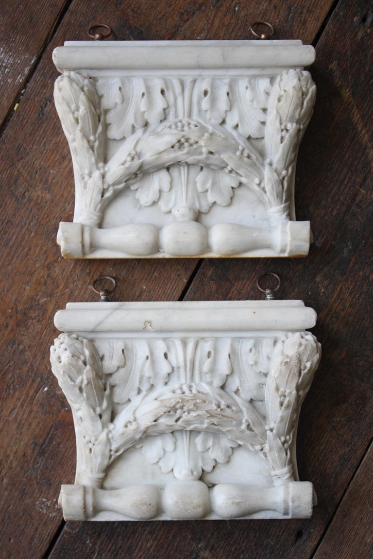 18th Century Pair of Carved Marble Gothic Decorative Architectural ...