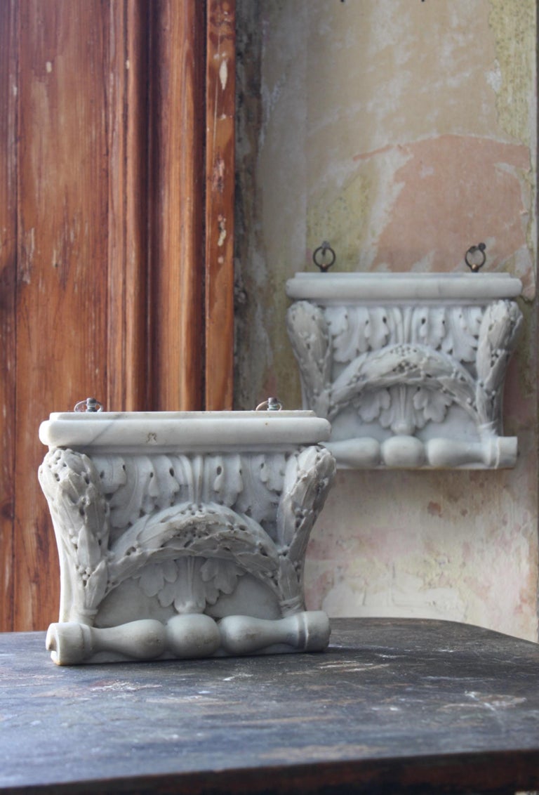 18th Century Pair of Carved Marble Gothic Decorative Architectural ...