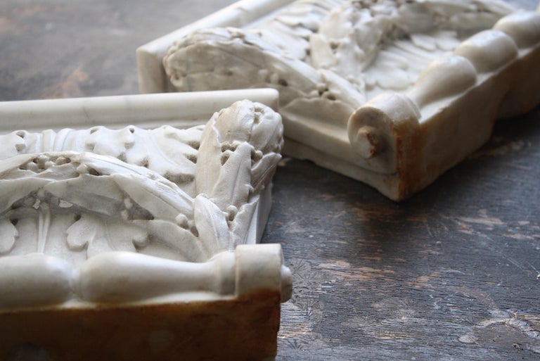 18th Century Pair of Carved Marble Gothic Decorative Architectural ...