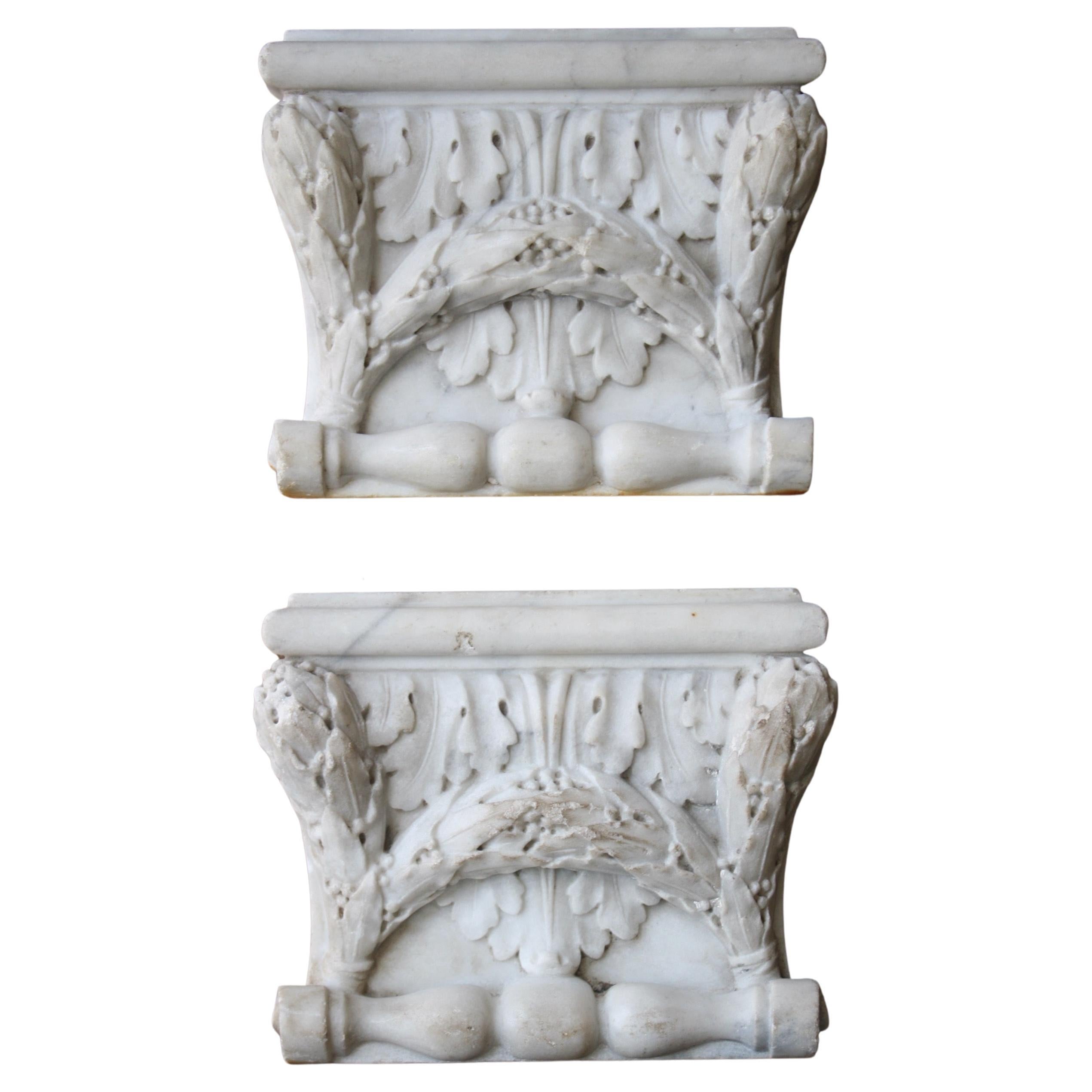 18th Century Pair of Carved Marble Gothic Decorative Architectural ...