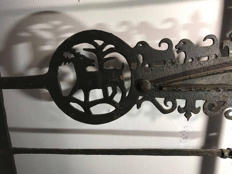 19th Century Pair of Decorative Folk Art Wrought Iron Grilles Window ...